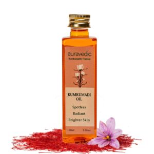 auravedic kumkumadi oil pure saffron for ultra radiant skin, 3.38 fl oz (100ml)