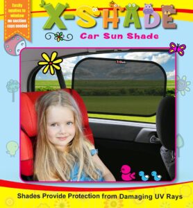 car window shade sun screen keeps interior cooler to protect baby, infants & kids 2 pcs. with non-slip pad