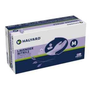 halyard lavender* nitrile exam gloves, powder-free, 3.1 mil, medium, 52818 (sold as pallet of 150000 gloves)