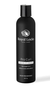 royal locks pro curl defining cream with argan oil - lightweight anti-frizz curly hair styling gel for wavy, coily & curly hair (8 fl oz)