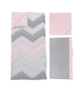 trend lab cotton candy 3 piece crib bedding set, can be used as a blanket or a playmat for tummy time, includes quilt, fitted crib sheet and skirt