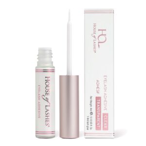 house of lashes eyelash glue - latex-free eyelash glue for sensitive eyes - effective for all day wear clear lash glue for strip lashes, 2 count