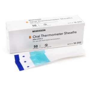 mckesson oral thermometer sheaths, disposable probe cover for digital thermometer, 50 count