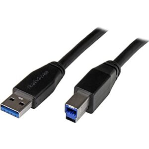 startech.com 30ft usb 3.0 (5gbps) usb-a to usb-b cable - m/m - active - usb type-a to usb type-b cable - usb 3.2 gen1 cable, taa (usb3sab10m)