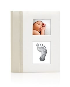 pearhead first 5 years baby memory book with clean-touch baby safe ink pad to make baby’s hand or footprint included, gender neutral registry gift, ivory classic