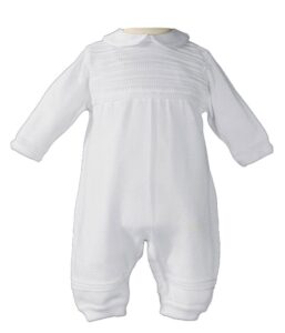 little things mean a lot boys cotton knit christening outfit christening baptism romper 6m white