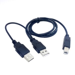 cablecc dual usb 2.0 male to standard b male y cable 80cm for printer & scanner & external hard disk drive