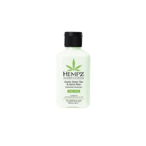 hempz exotic natural herbal body moisturizer with pure hemp seed oil, green tea and asian pear, 2.25 fluid ounce - nourishing vegan skin lotion for dryness and flaking with acai and goji berry