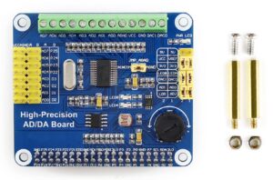 waveshare ad/da expansion sheild board for adding high-precision ad/da functions compatible with raspberry pi onboard ads1256 dac8552 sensor interface