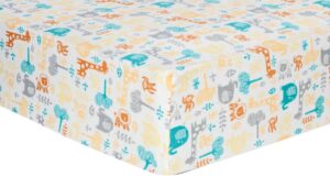 trend lab deluxe flannel fitted crib sheet, lullaby zoo