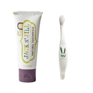 jack n' jill toothbrush and toothpaste bundle - 2 items: bunny toothbrush and black currant toothpaste