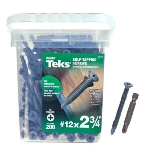 teks #12 x 2-3/4 in. phillips flat head drill pt wood-to-metal screws 200ct