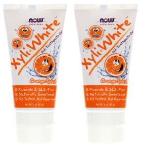 xyliwhite orange splash kids toothpaste now foods 3 oz gel pack of 2