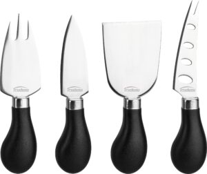 trudeau stainless steel 4 piece specialty set cheese knife, medium, silver