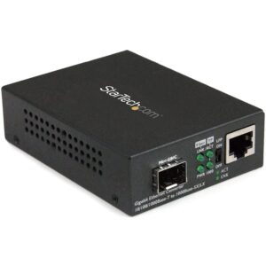 startech.com multimode / single mode fiber media converter - open sfp slot - 10/100/1000mbps rj45 port - lfp supported - ieee 802.1q tag vlan - , taa (mcm1110sfp)