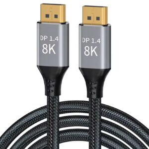 cabledeconn 5m 16ft displayport 1.4 cable 8k@60hz 4k@144hz high speed 32.4gbps hdcp 3d slim and flexible dp to dp cable