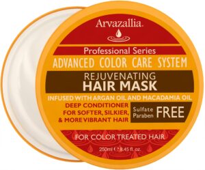 arvazallia rejuvenating hair mask and deep conditioner for color treated hair with argan oil and macadamia oil sulfate free & paraben free