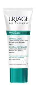 uriage hyseac 3-regul global skincare 1.35 fl.oz. | mattifying moisturizer & pore minimizer for oily to combination skin prone to acne that promotes the elimination of spots, blackheads and shine