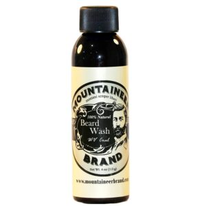 mountaineer brand beard wash for men | 100% natural beard shampoo | thick cleaning softening lather for hair and skin | hydrate and detangle | grooming treatment | wv coal scent 4oz