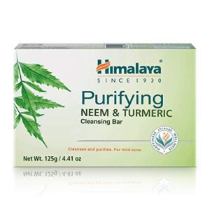 himalaya purifying neem & turmeric cleansing bar for clean and healthy looking skin, 4.41 oz (125 gm)