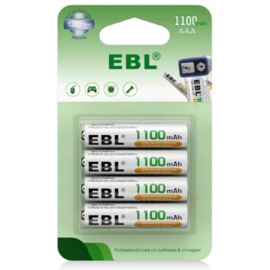 ebl aaa rechargeable batteries (4 counts) 1100mah pre-charged triple a nimh battery with retail package