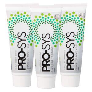 pro-sys® mint fluoride toothpaste gel, ada approved, prevents cavities, gingivitis, and plaque, pack of 3