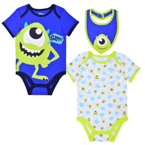 disney baby-boys donald bodysuit and bib, red, 6-9 months (pack of 3)