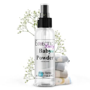 body spray for women, 4 oz baby powder mist with clean, light & gentle fragrance, long lasting perfume with comforting scent for men & women, cologne with soft, subtle aroma for daily use