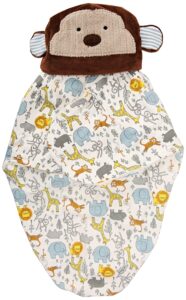 mud pie monkey swaddle bunting and cap, cream