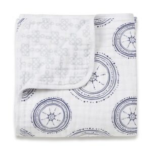 aden + anais dream blanket, 100% cotton muslin, 4 layer lightweight and breathable, large 47 x 47 inch, liam the brave - dog