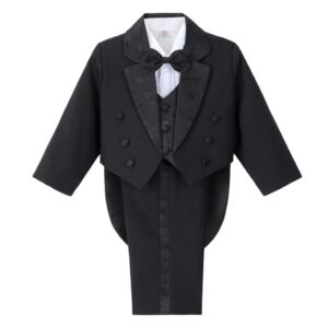 dressy daisy baby boy classic fit tuxedo black suit 5 pieces set formal wear wedding outfit size 12-18 months, with vest