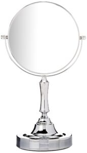 sagler vanity mirror chrome 6-inch tabletop two-sided swivel with 10x magnification, makeup mirror 11-inch height, chrome finish