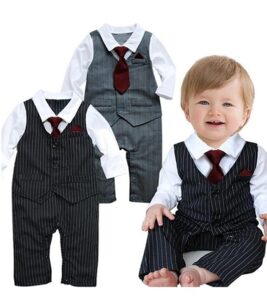 egelexy baby boy formal party wedding tuxedo waistcoat outfit suit 12-18months black