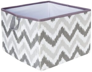 bacati - large storage tote mix n match ikat chevron/dots grey 14 x 14 x 10 inches