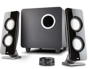 cyber acoustics ca-3610 2.1 multimedia speaker system with subwoofer, perfect computer speakers for pc or mac, great for music, movies, and gaming