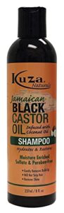 kuza jamaican black castor oil shampoo (8 oz) – damaged & dry hair treatment shampoo for men & women