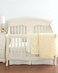 little by hudson park percale baby crib skirt, white & sunshine yellow