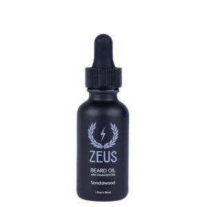 zeus natural beard oil, premium conditioning beard oil to soften beard & mustache – made in usa (sandalwood) 1 oz.