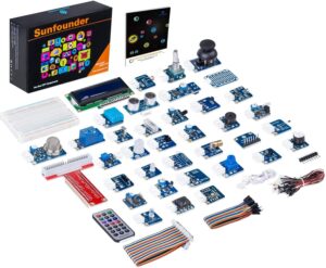 sunfounder 37 modules sensor kit v2.0 for raspberry pi 4b 3 model b+ 3b 2b b+ a+ zero, gpio extension board jump wires