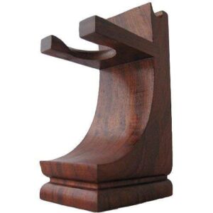 g.b.s mahogany finish brush and razor drip stand, brown