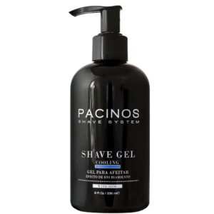 pacinos shave gel - cooling gel with aloe vera - moisturizing mens shaving gel - 8 fl. oz