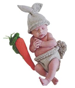 newborn photography props boy girl outfits crochet knitted dog hat shorts with bone set photography shoot