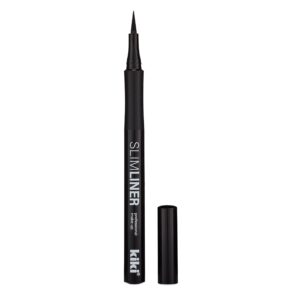 kiki slimliner liquid eyeliner pen black, smudge proof all day vegan formula, cruelty free