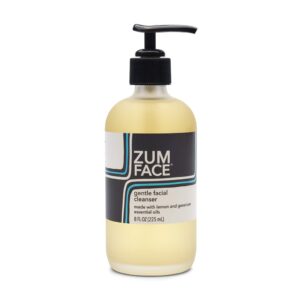 indigo wild zum face gentle facial cleanser - natural skincare product - moisturizing face care with coconut oil, olive oil & jojoba oil - lemon & geranium scent - 8 fl oz