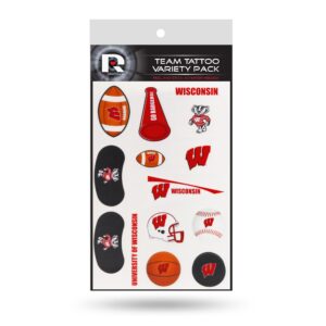 rico industries ncaa wisconsin badgers die cut tattoo variety pack