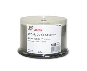 8.5 gb blank dvd+r dl - dvd+r falcon vision smart 2p white inkjet hub printable 8x 8.5gb 50 disc cakebox dual layer blank dvds