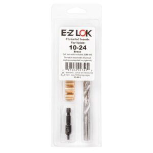 e-z lok 400-3 threaded inserts for wood, installation kit, brass, includes 10-24 knife thread inserts (6), drill, installation tool