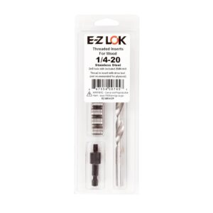 e-z lok 400-4-cr threaded inserts for wood, installation kit, stainless steel, includes 1/4-20 knife thread inserts (6), drill, installation tool