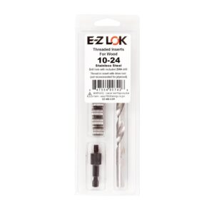 e-z lok 400-3-cr threaded inserts for wood, installation kit, stainless steel, includes 10-24 knife thread inserts (6), drill, installation tool