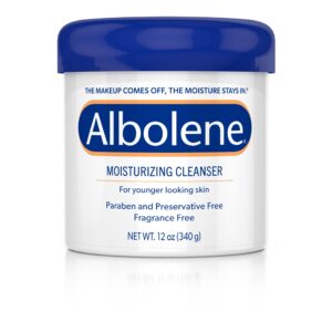 albolene face moisturizer and makeup remover, facial cleanser and cleansing balm, beta carotene fragrance free cream, 12 oz